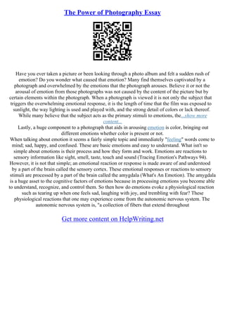 Example Of A Photo Essay | PDF