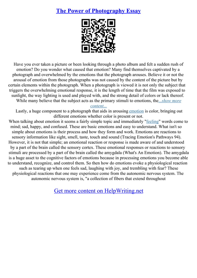 Example Of A Photo Essay | PDF