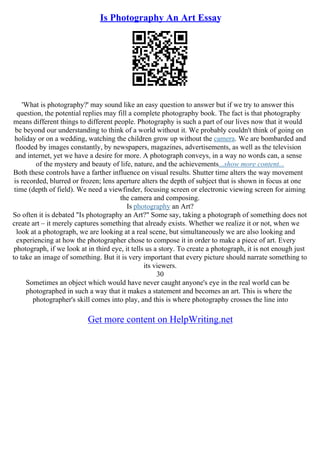 Example Of A Photo Essay | PDF