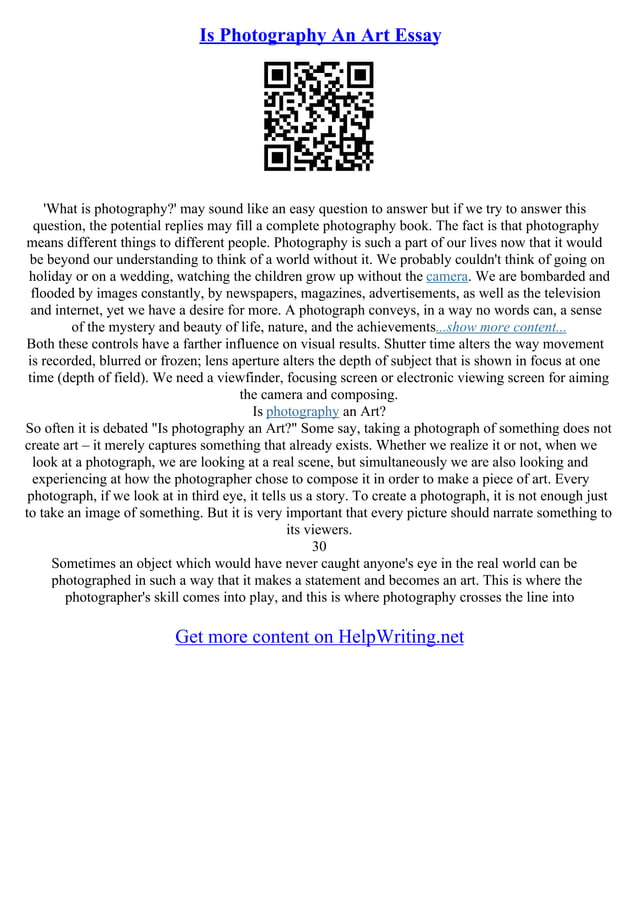 Example Of A Photo Essay | PDF