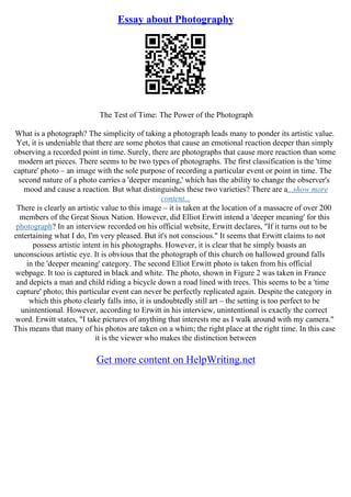 Example Of A Photo Essay | PDF