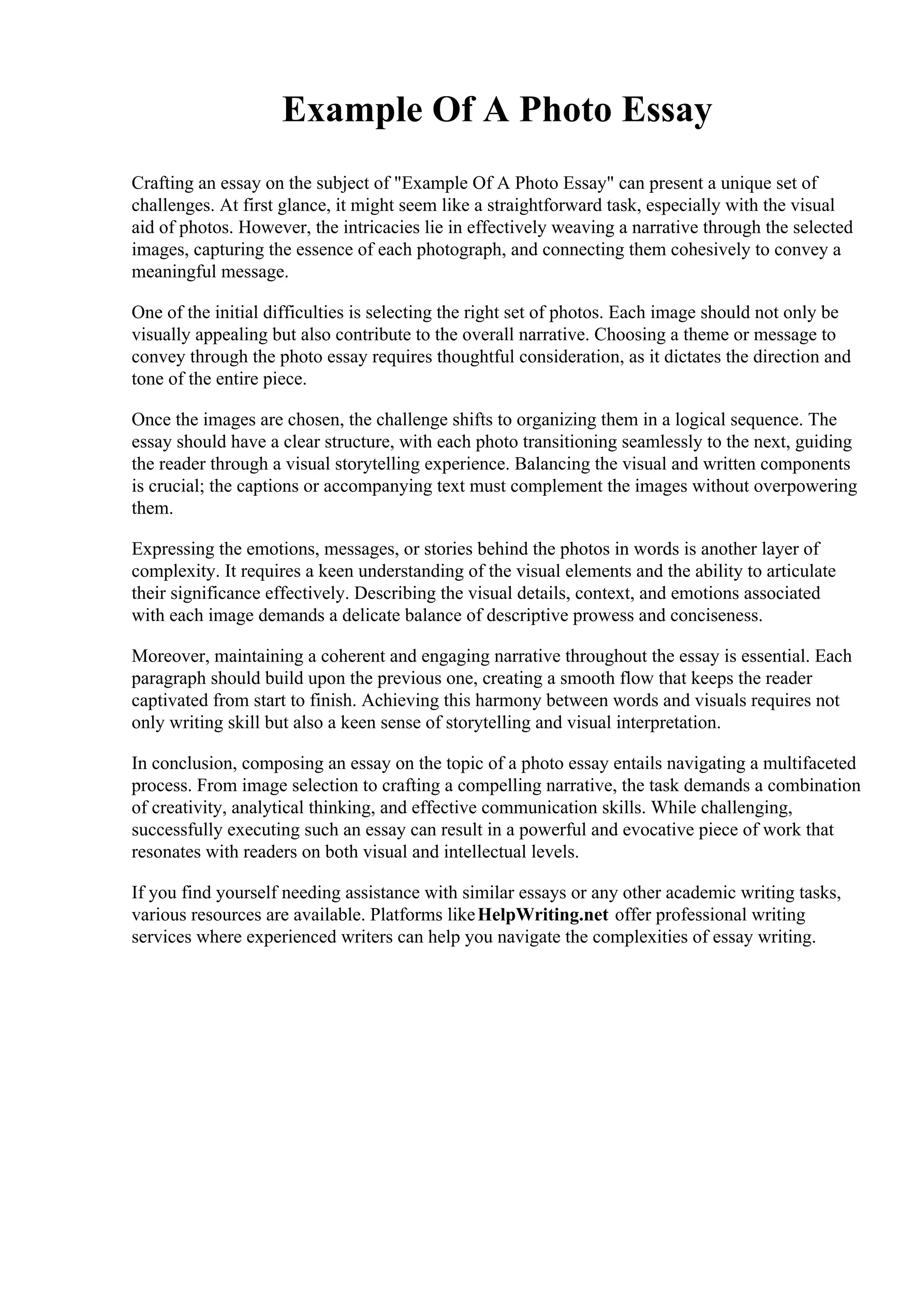 Example Of A Photo Essay | PDF