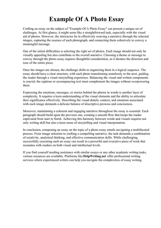 Example Of A Photo Essay. Photography essay examples. Photo Essay ...