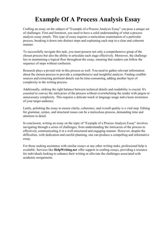 Example Of A Process Analysis Essay. FREE 10 Sample Analysis Essay ...