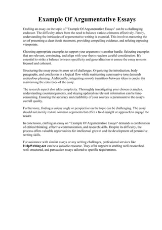Example Of Argumentative Essays | PDF