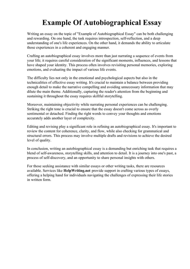 Example Of Autobiographical Essay | PDF