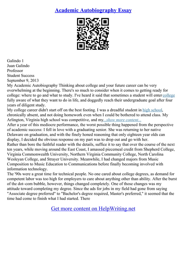 Example Of Autobiography Essay | PDF | College Planning | College Education
