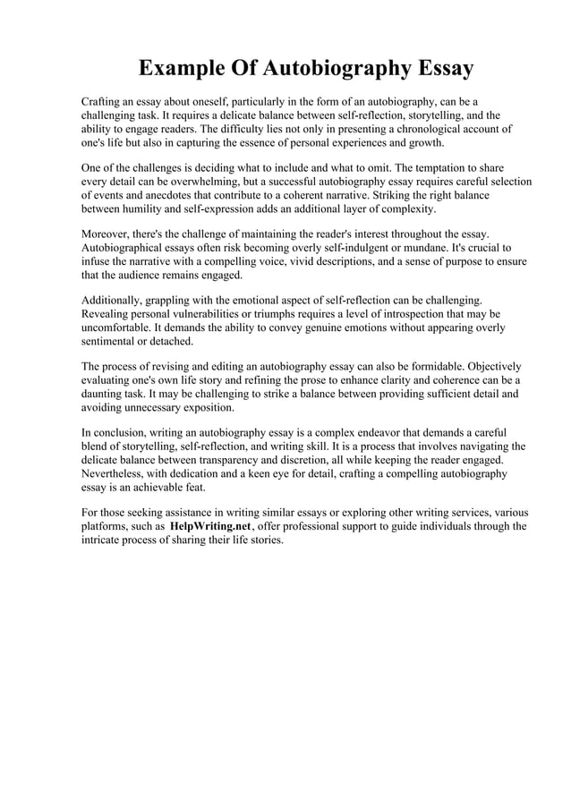 Example Of Autobiography Essay. Autobiography Essay Template HQ ...