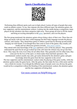 Example Of Classification And Division Essay | PDF