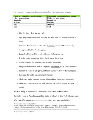 Example of compare & contrast paragraphs(1) | DOC