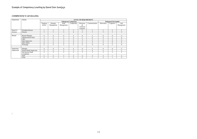 Example of competency levelling by daniel doni sundjojo | PPT Example of competency levelling by daniel doni sundjojo | PPT