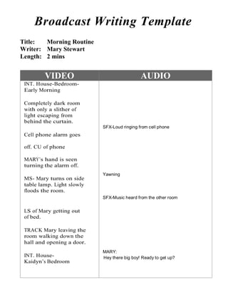 Example of Completed Dual-Column Script (Morning Routine) | PDF | Home & Garden