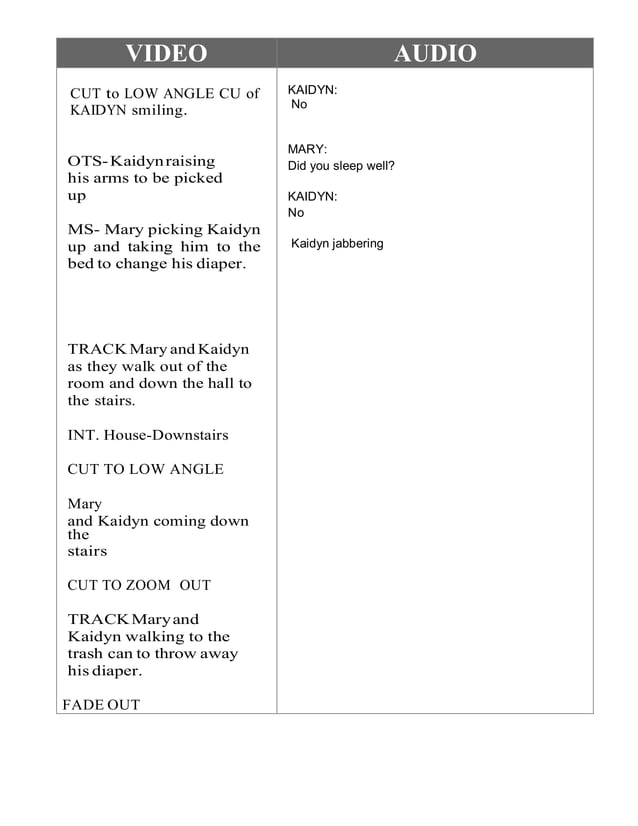 Example of Completed Dual-Column Script (Morning Routine) | PDF