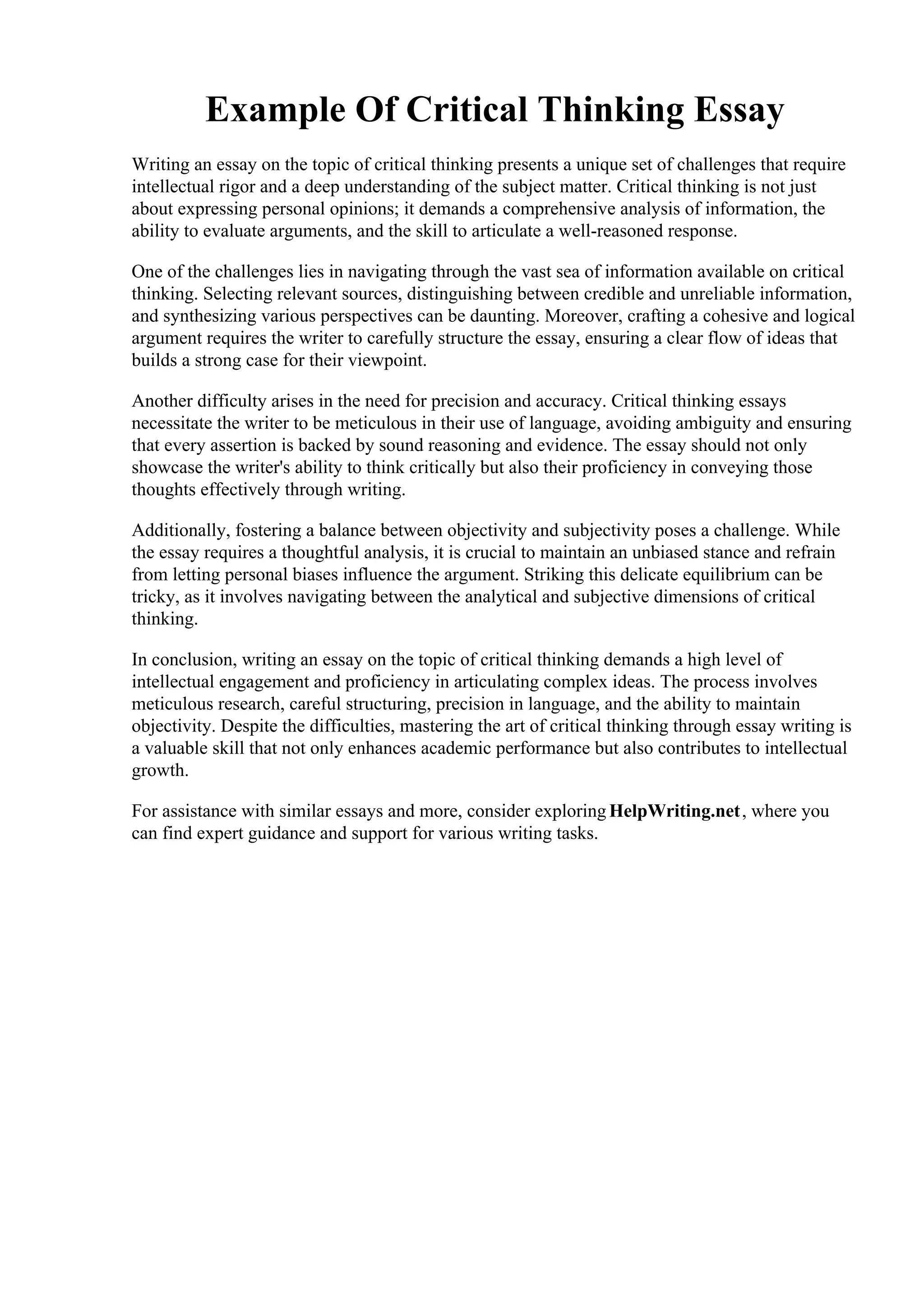 Example Of Critical Thinking Essay.pdfExample Of Critical Thinking ...