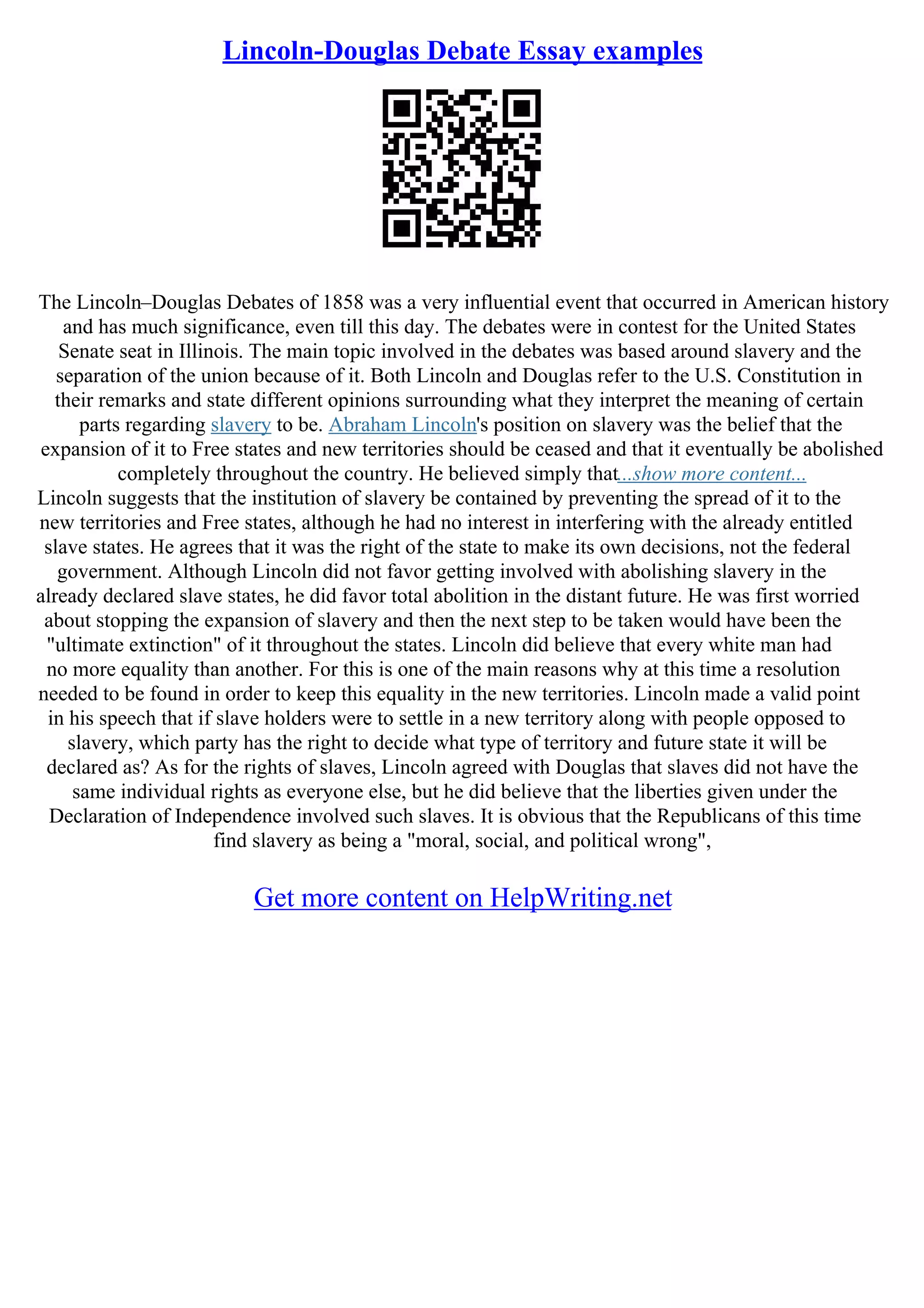 Example Of Debate Essay | PDF