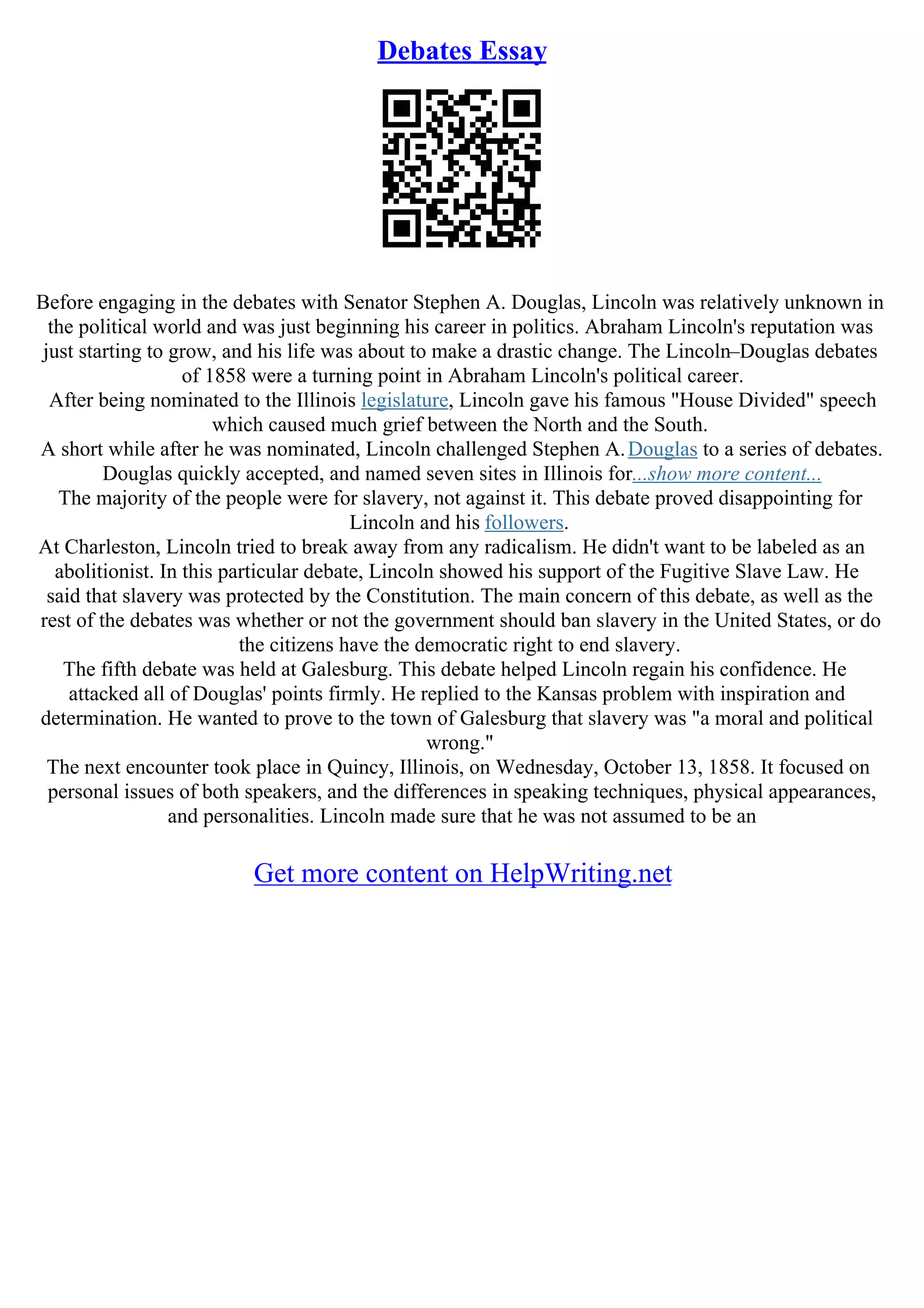 Example Of Debate Essay | PDF