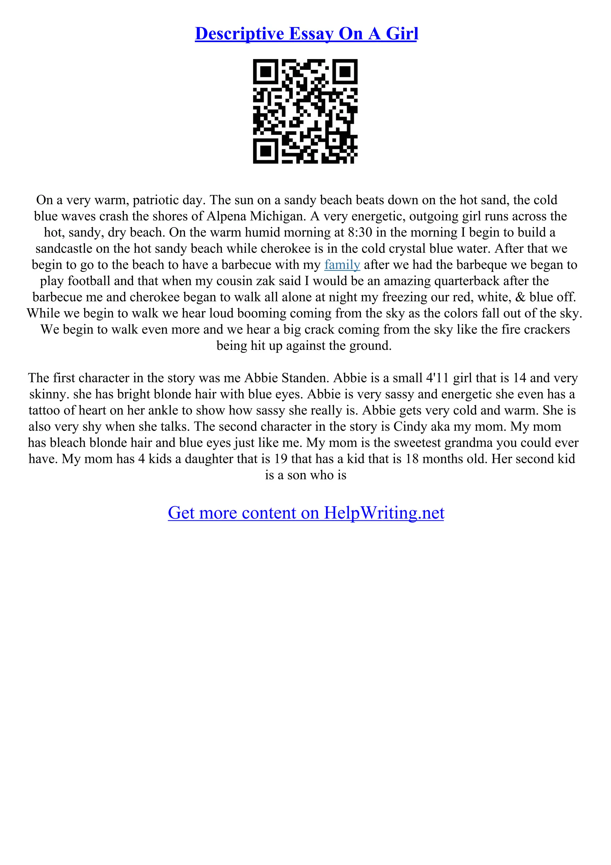 Example Of Descriptive Essay | PDF