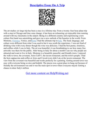 Example Of Descriptive Essay | PDF