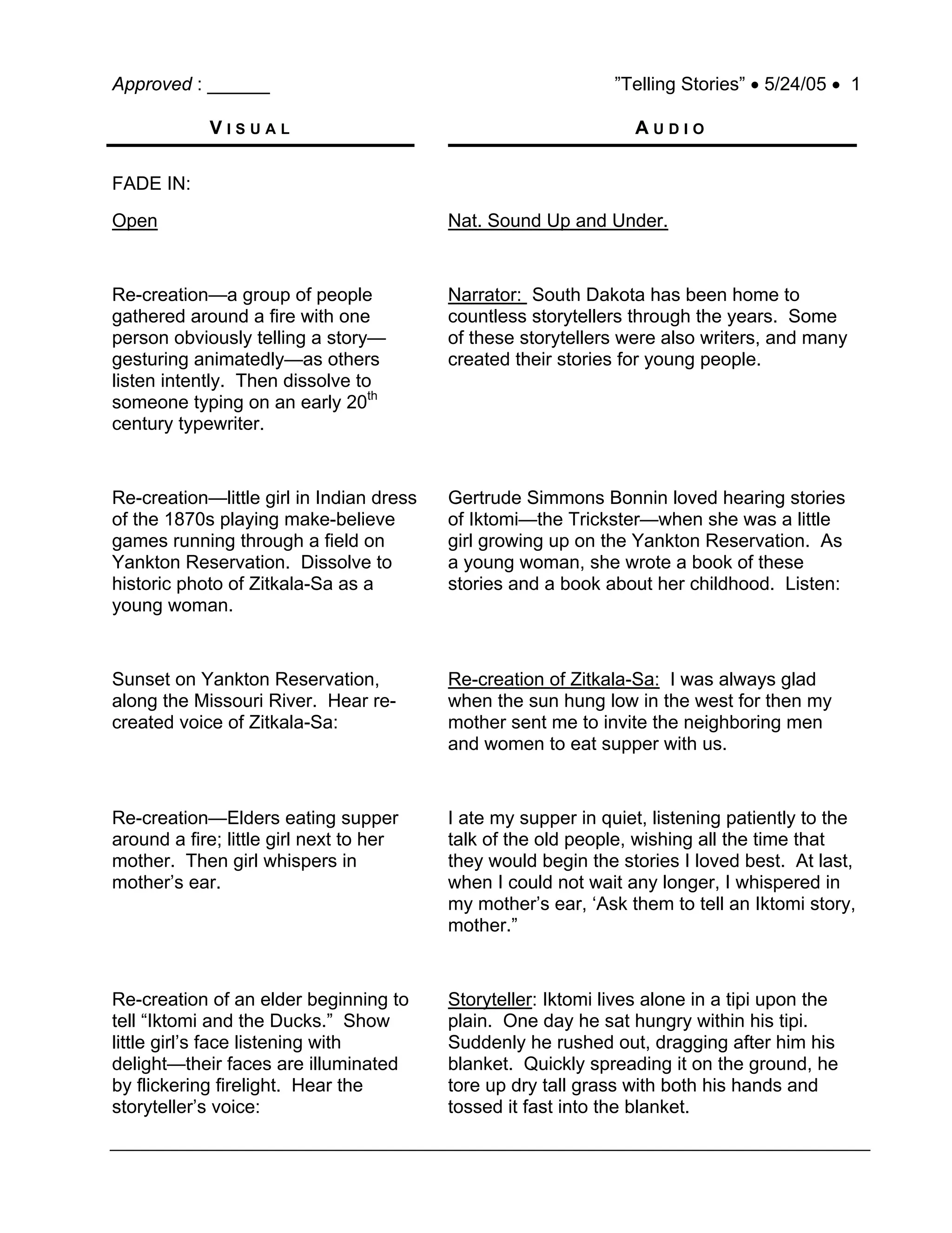 Example of Dual-Column Video Script (Dakota Pathways) | PDF