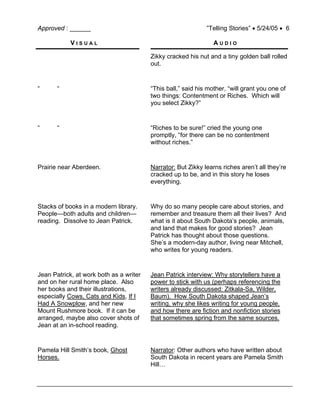 Example of Dual-Column Video Script (Dakota Pathways) | PDF