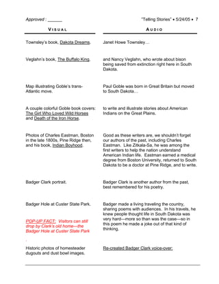 Example of Dual-Column Video Script (Dakota Pathways) | PDF