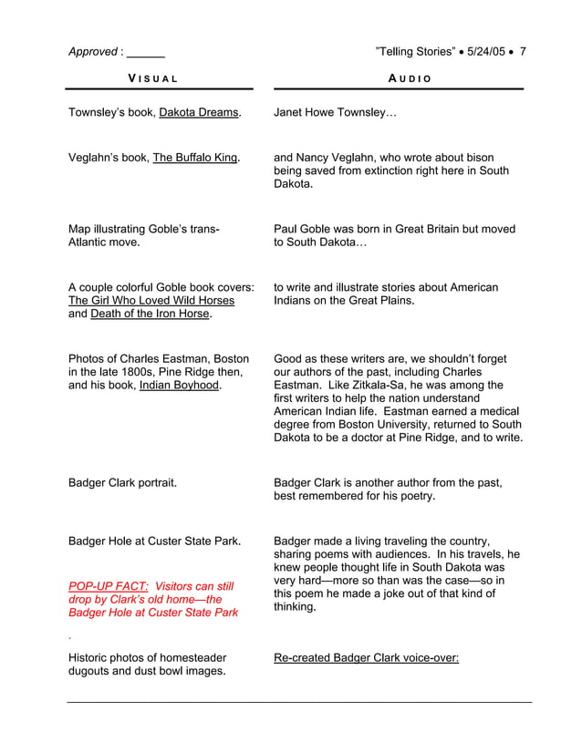 Example of Dual-Column Video Script (Dakota Pathways)