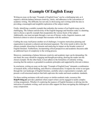Example Of English Essay | PDF