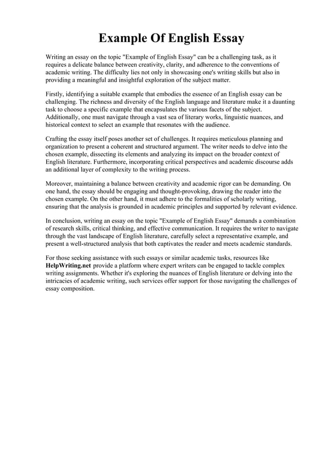 Example Of English Essay | PDF