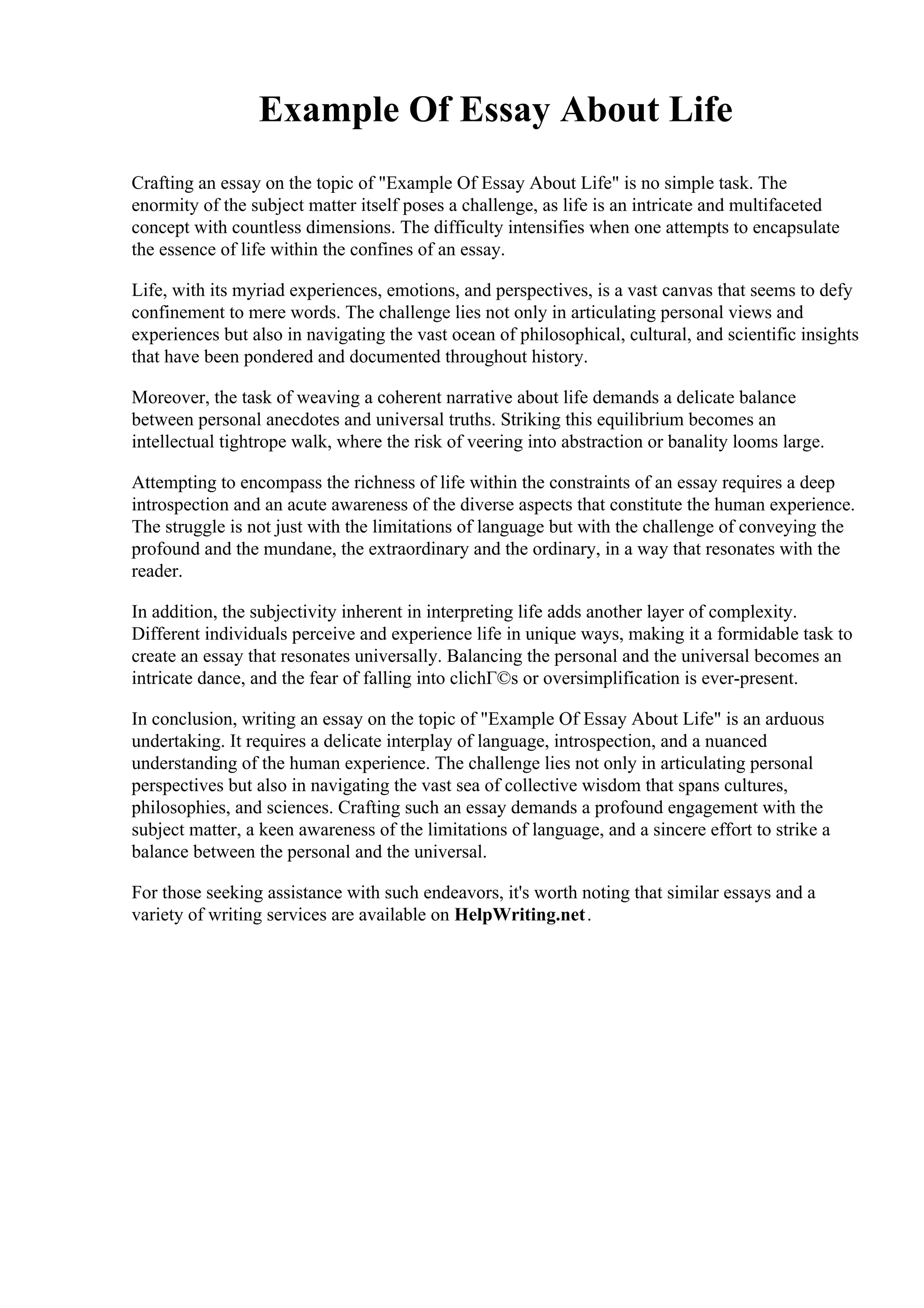 Example Of Essay About Life.pdf
