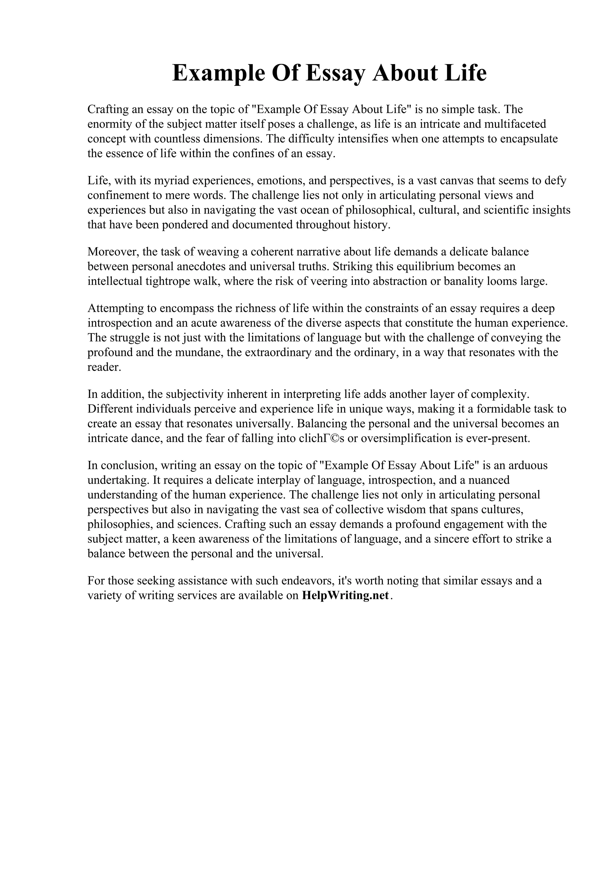Example Of Essay About Life.pdf