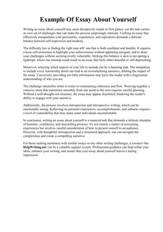 Example Of Essay About Yourself | PDF
