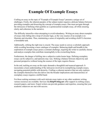 Example Of Example Essays | PDF | Homework and Study | Education