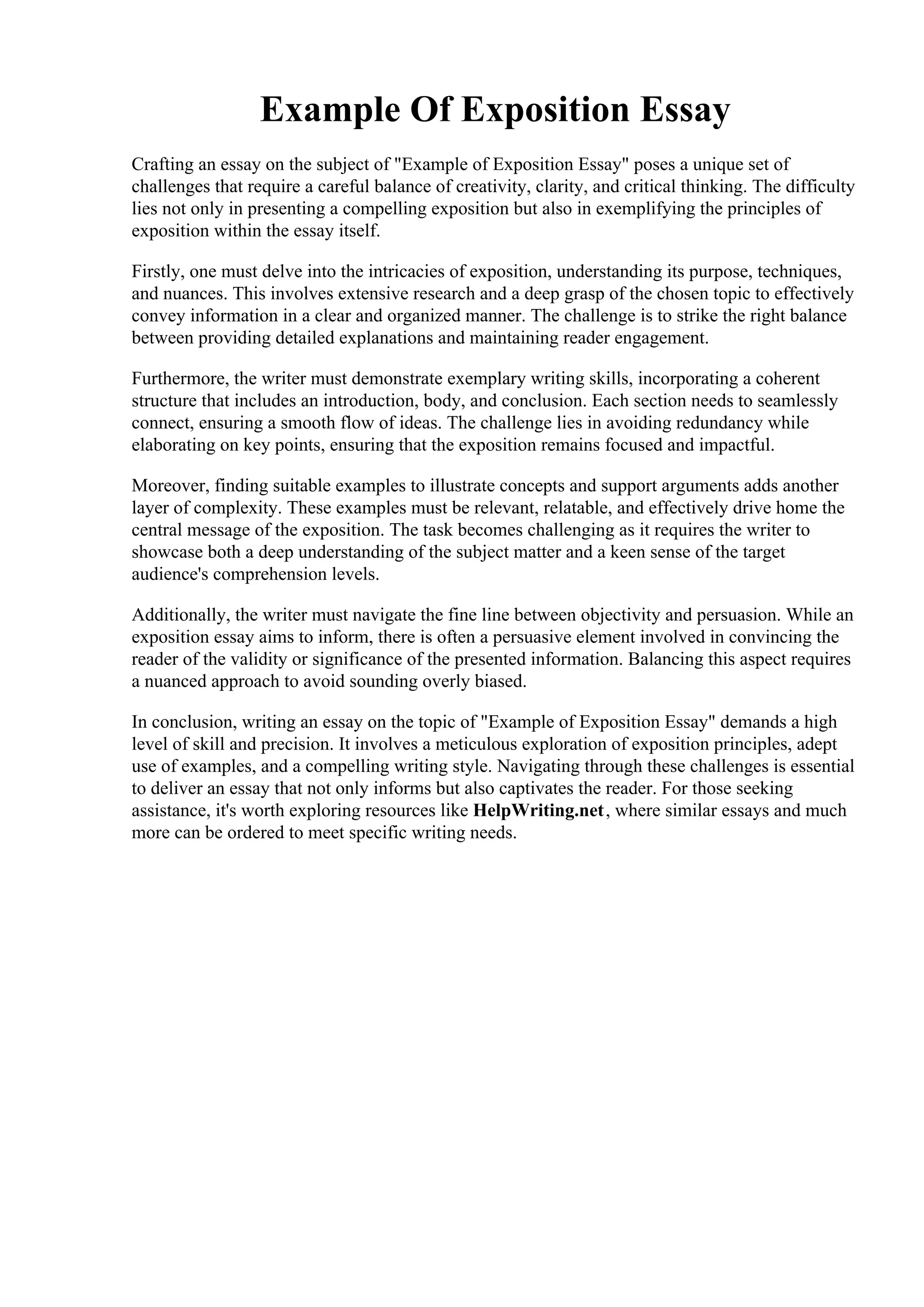 Example Of Exposition Essay | PDF