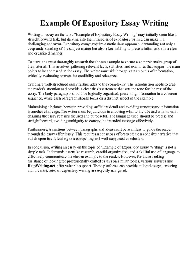 Example Of Expository Essay Writing | PDF