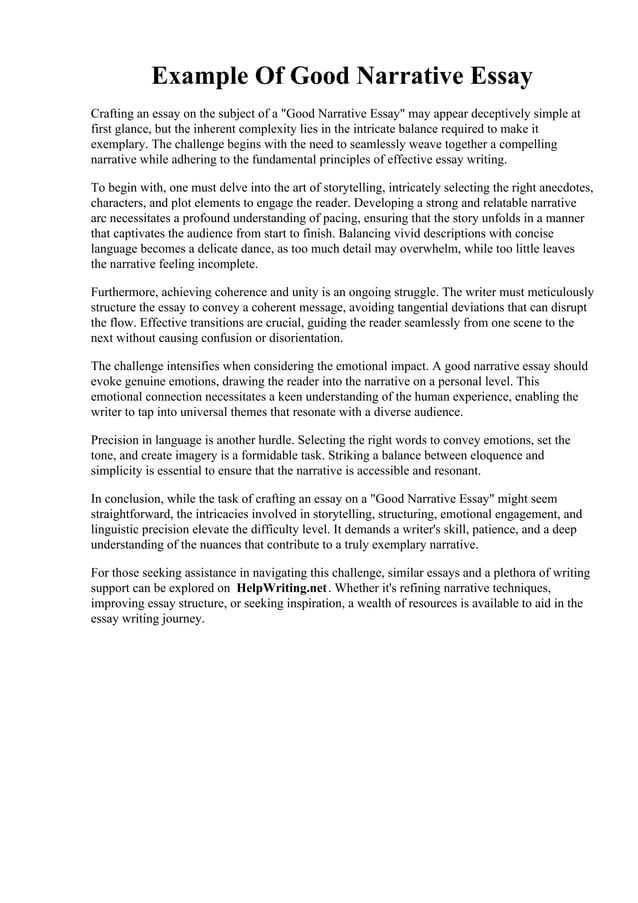 Example Of Good Narrative Essay | PDF