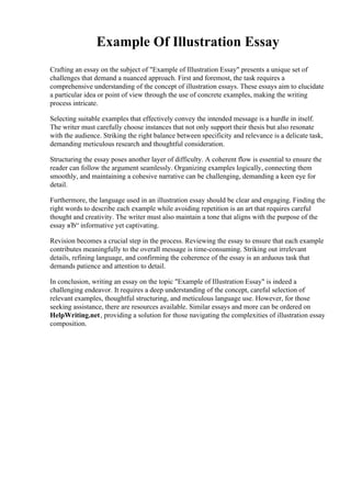 Example Of Illustration Essay. College of Health Care Professions | PDF