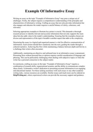 Example Of Informative Essay.pdf | Freelance Writing | Content Production