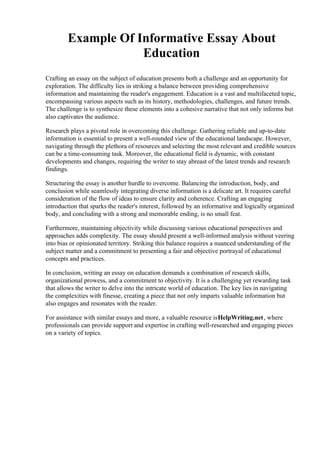 Example Of Informative Essay About Education.pdf | Educational ...