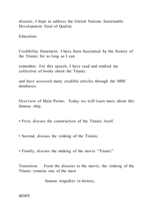 EXAMPLE OF INFORMATIVE SPEECH PREPARATION SCRIPT IN | PDF