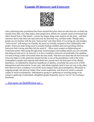 Example Of Introvert And Extroverts | PDF