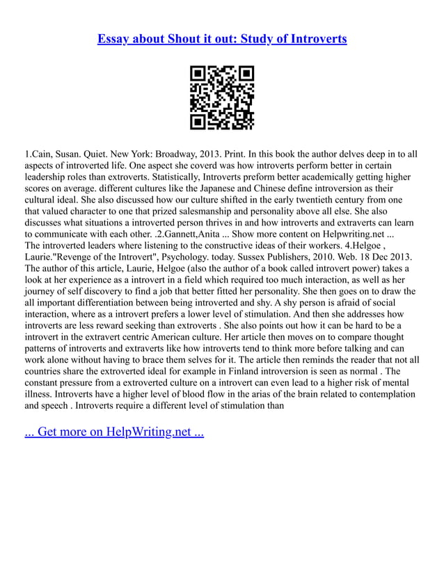 Example Of Introvert And Extroverts | PDF