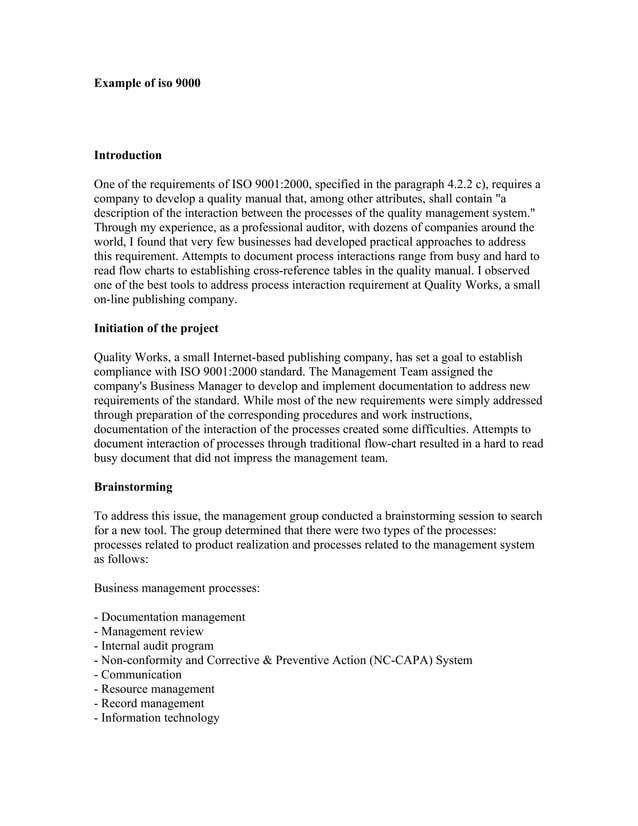 Example of iso 9000 | PDF