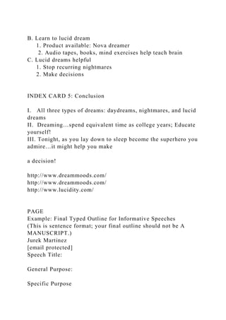 Example of Key Word for Informative Speech - Dream a littl.docx