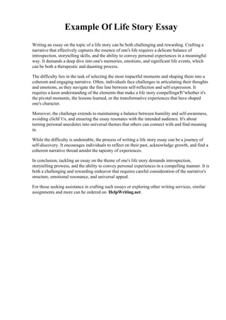 Example Of Life Story Essay | PDF