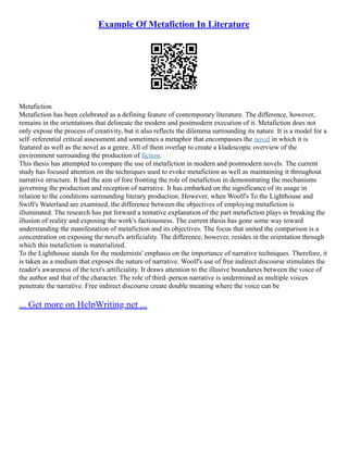 Example Of Metafiction In Literature | PDF