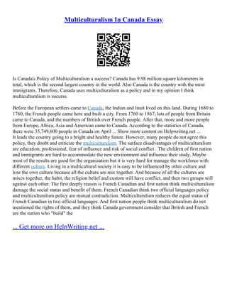 Example Of Multiculturalism In Canada | PDF