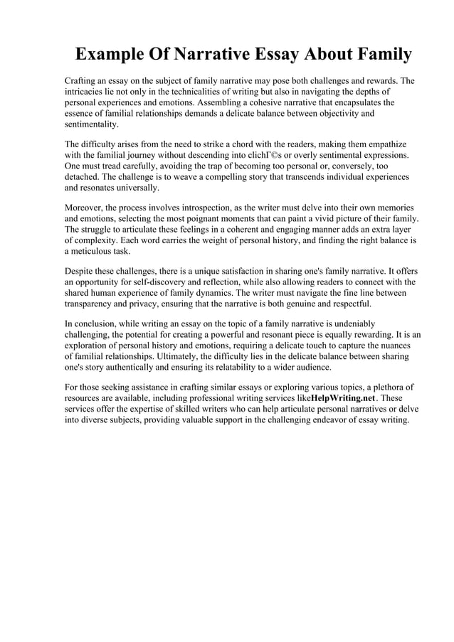 Example Of Narrative Essay About Family. Family narrative essay ...
