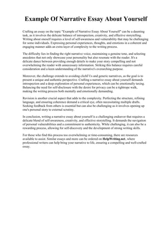 Example Of Narrative Essay About Yourself | PDF