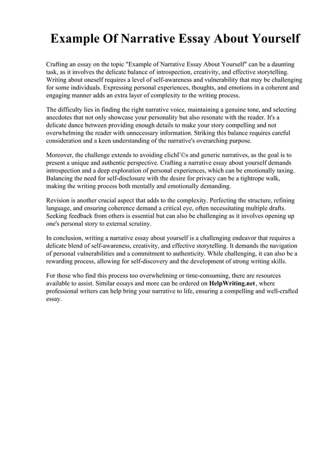 Example Of Narrative Essay About Yourself | PDF
