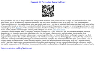 Example Of Perception Research Paper | PDF